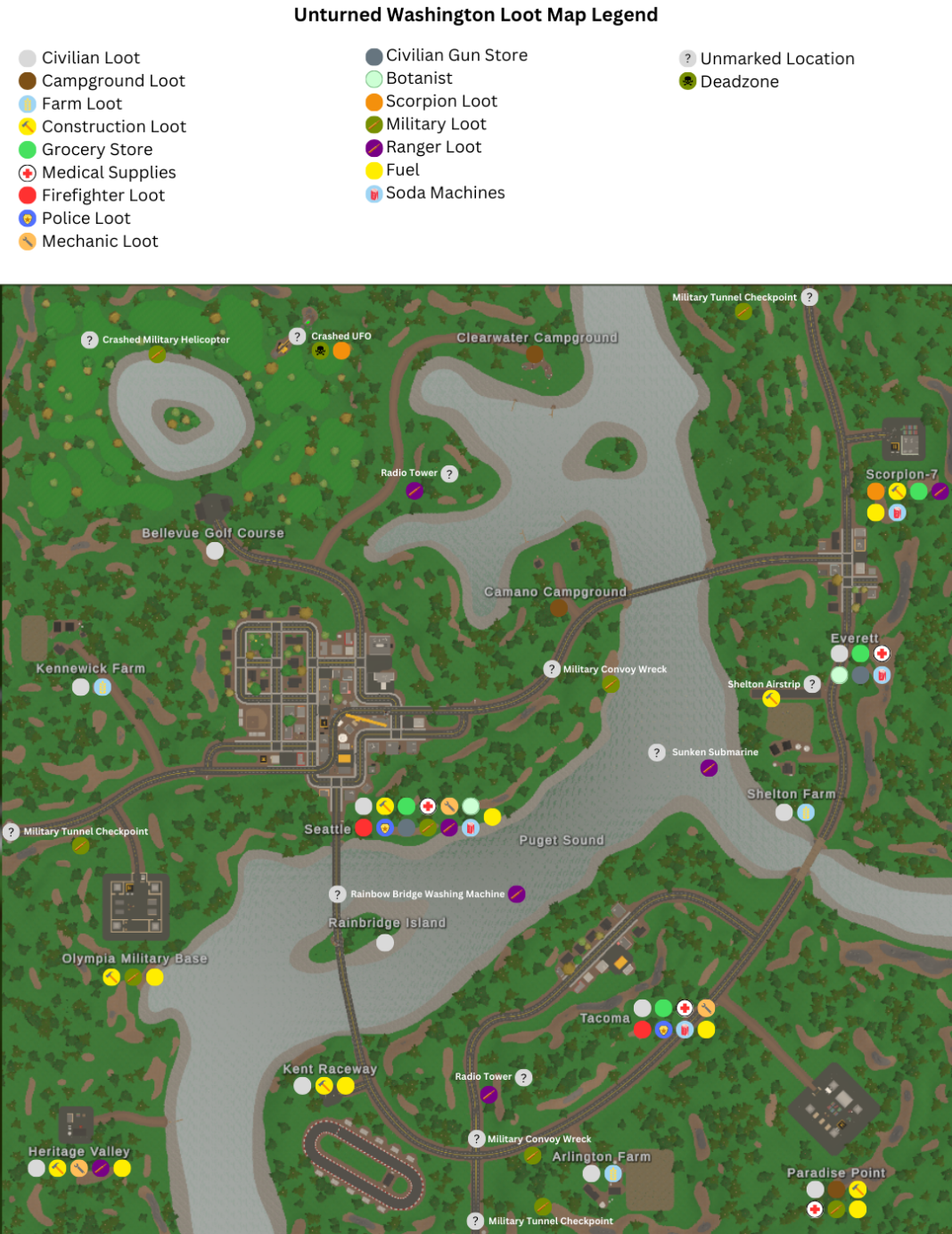 Unturned Washington Airdrop Locations and Loot Map - Increase Gaming
