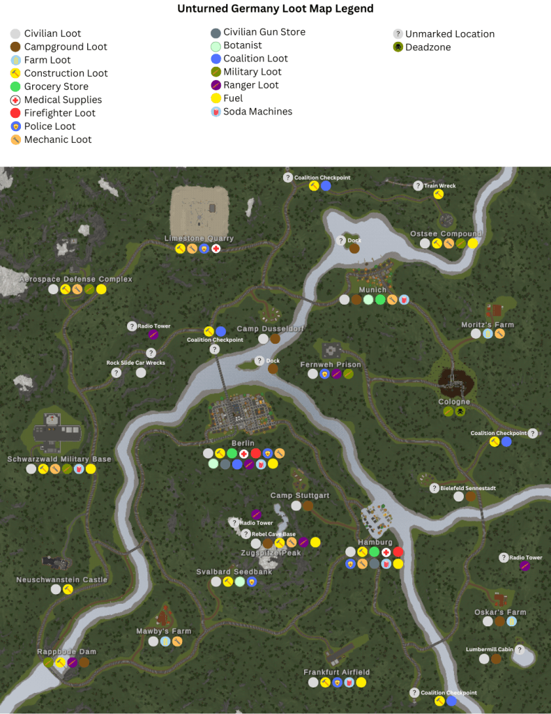 Unturned Germany Airdrop Locations and Loot Map - Increase Gaming