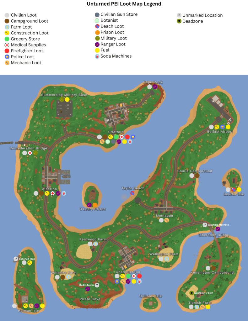 Unturned PEI Airdrop Locations and Loot Map - Increase Gaming